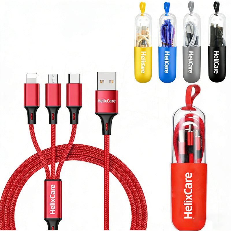 3 in 1 Nylon Braided Data Cable W/ Carrying Case – upromousa