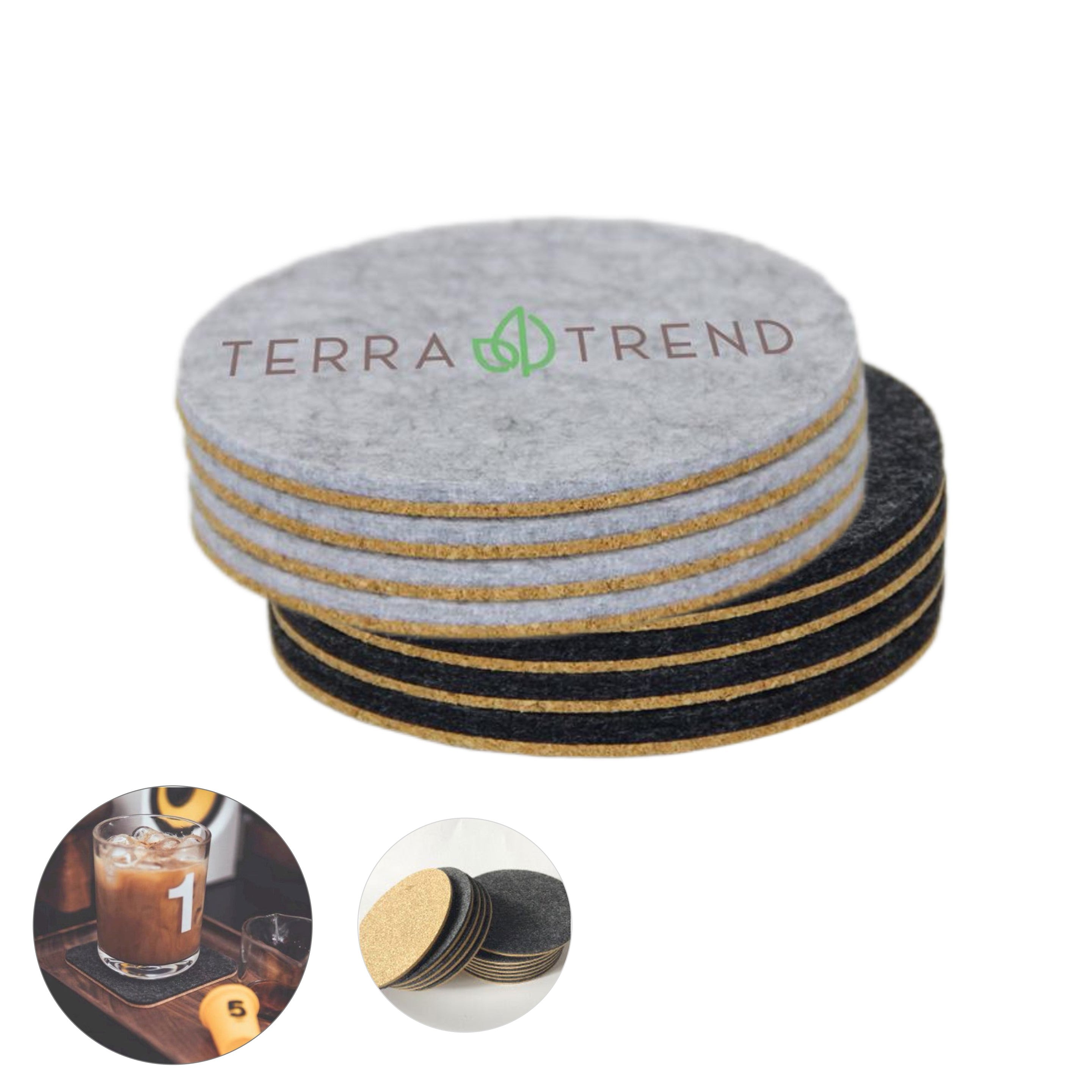 4" Felt & Cork Double Sided Coaster 1/5" Thick – upromousa