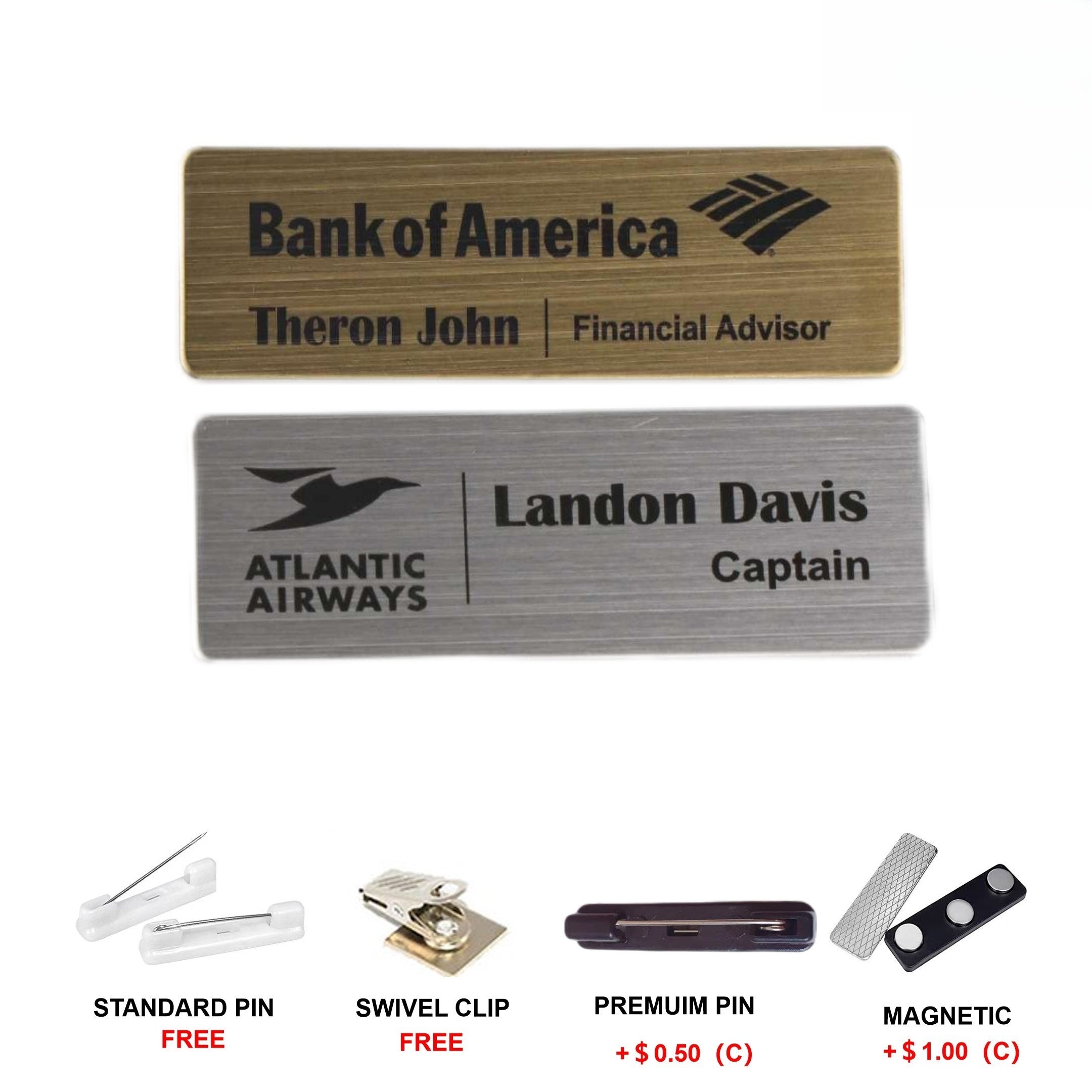 Laser Engraved Stainless Steel Name Badge (3"x 1") – upromousa